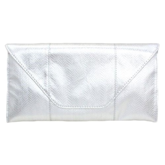 23 Elements | Bags | Nwt Oversized Silver Clutch Super Soft Leather ...